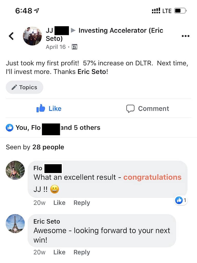 Registration for Investing Accelerator - Eric Seto